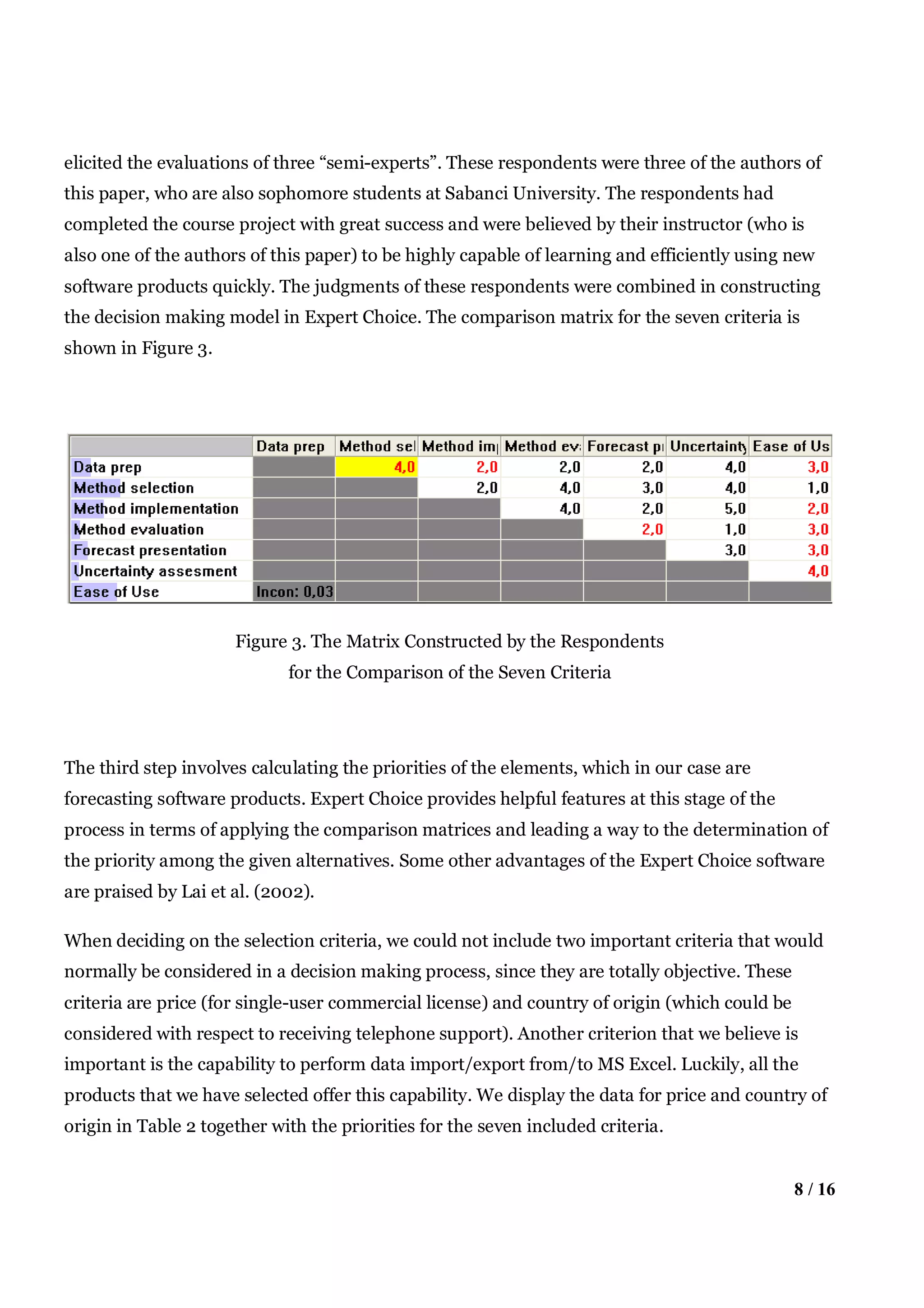 Application Of The Analytic Hierarchy Process Ahp For Selection Of