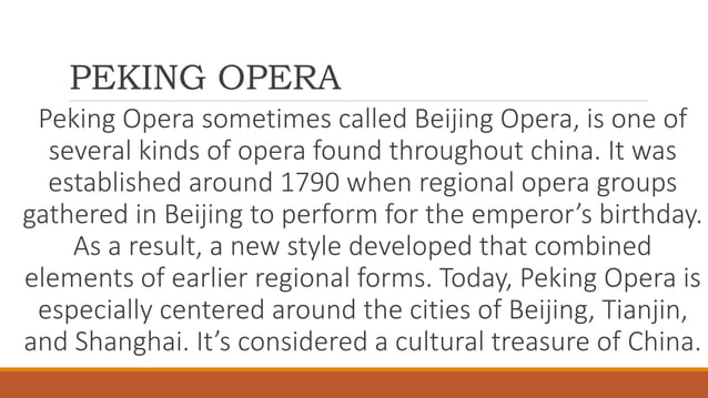 The PEKING-OPERA of the country of CHINA Powerpoint | PPTX | Music ...