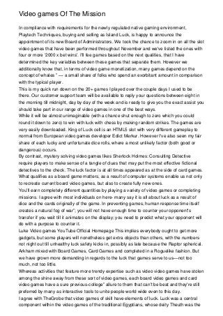 Video games Of The Mission