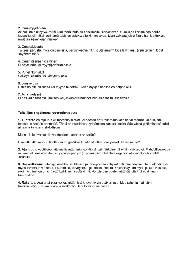 Pekka Hannula: Taiteilijayrittämisen kipupisteet | PDF