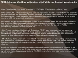 PEKO Advances Wind Energy Solutions with Full-Service Contract ...