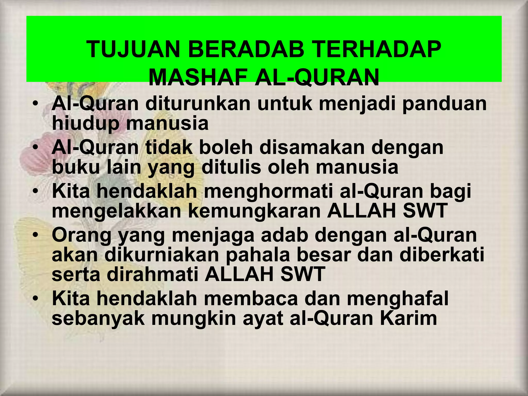 Pel. 31 memelihara kesucian mashaf | PPT