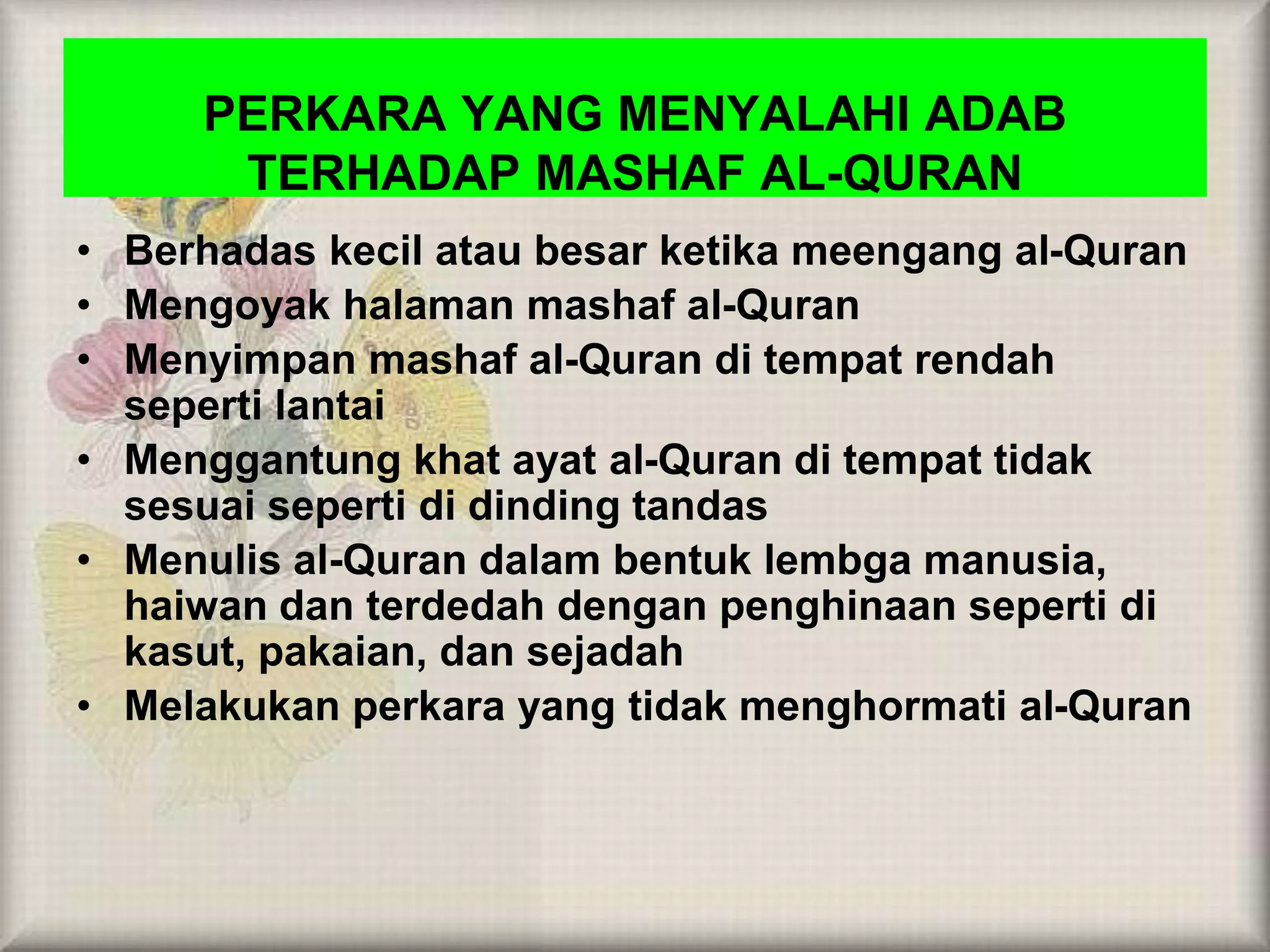 Pel. 31 memelihara kesucian mashaf | PPT