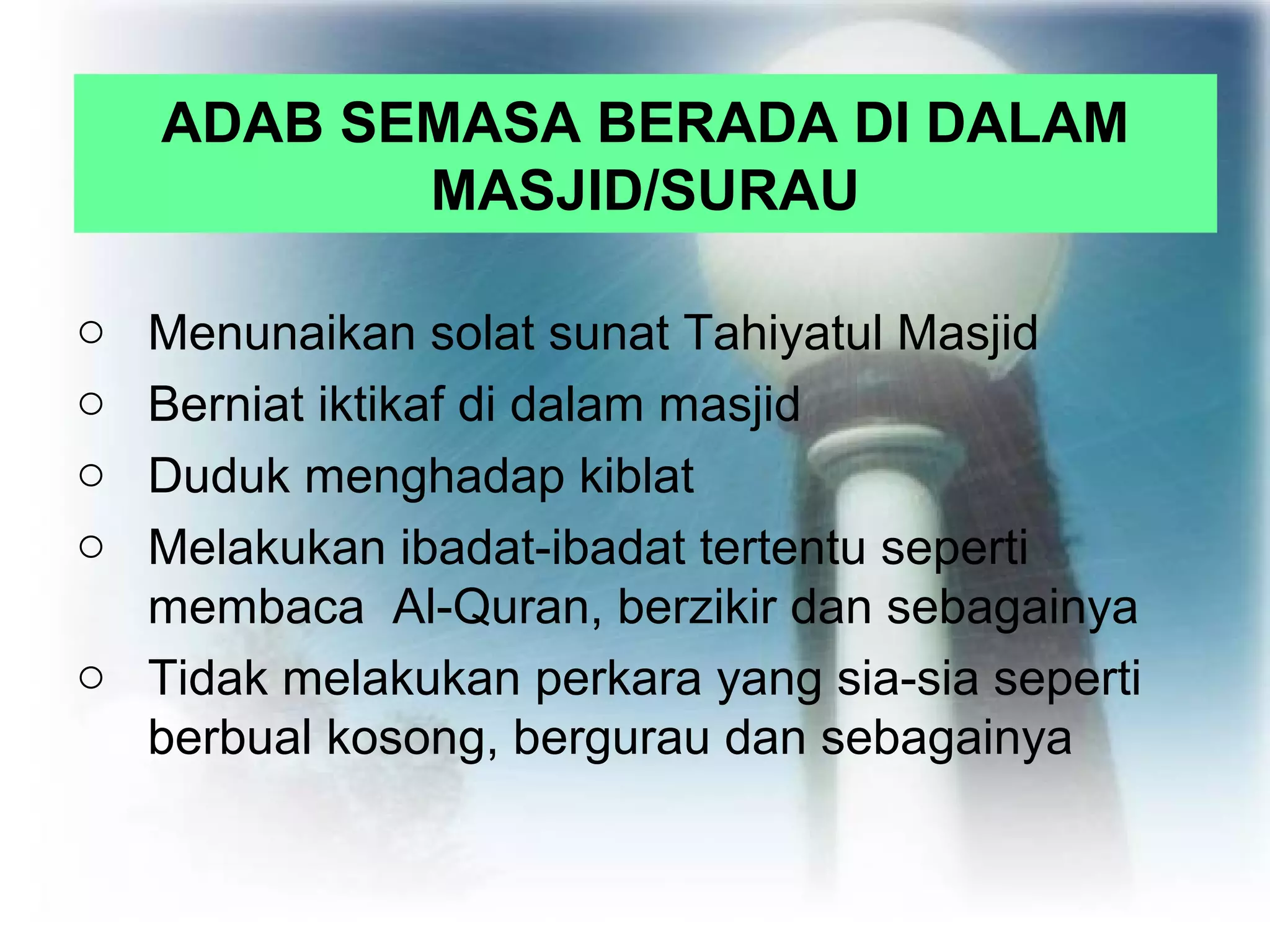 Adab Di Masjid dan Surau | PPT