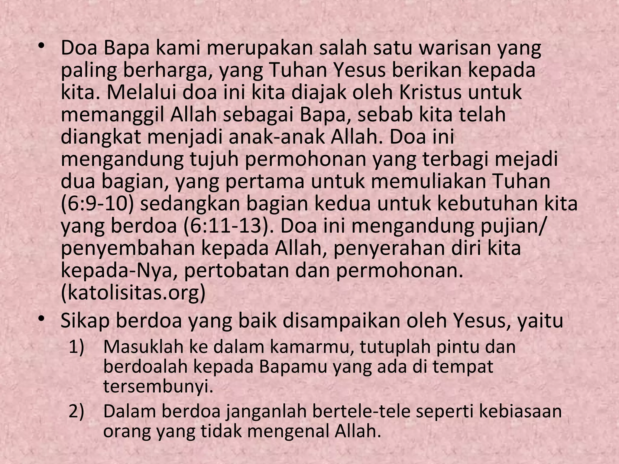 Pel 14 Yesus Sang Pendoa (kelas vii) | PPT