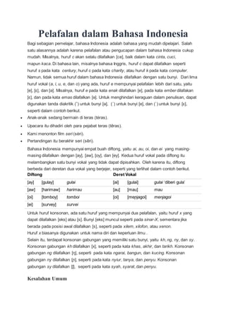 Pelafalan dalam bahasa indonesia | DOCX