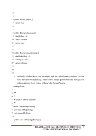 Pelajaran oop java ii pengertian method dan cara pembuatan method by hermawan | PDF