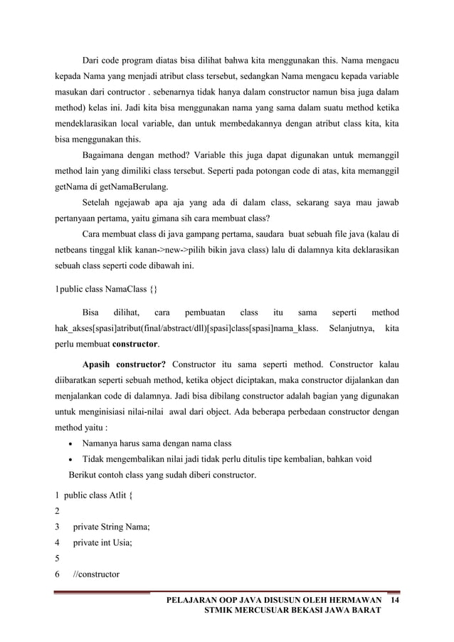 Pelajaran oop java 2 pengertian method dan cara pembuatan method by ...