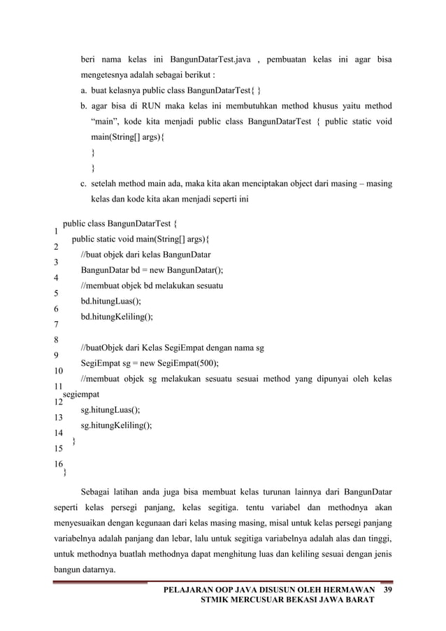 Pelajaran oop java 2 pengertian method dan cara pembuatan method by ...