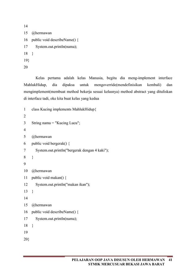 Pelajaran oop java 2 pengertian method dan cara pembuatan method by ...