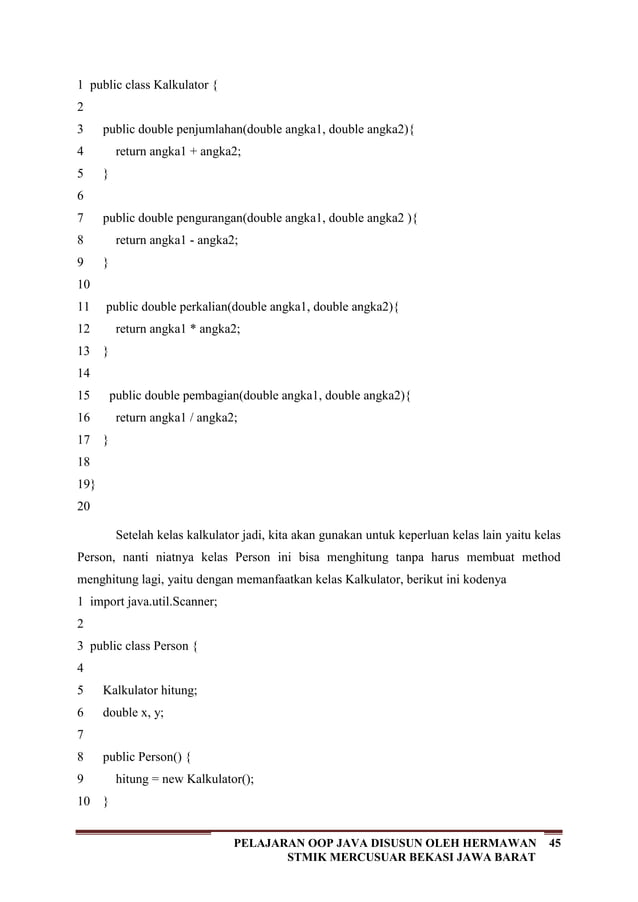 Pelajaran oop java 2 pengertian method dan cara pembuatan method by ...