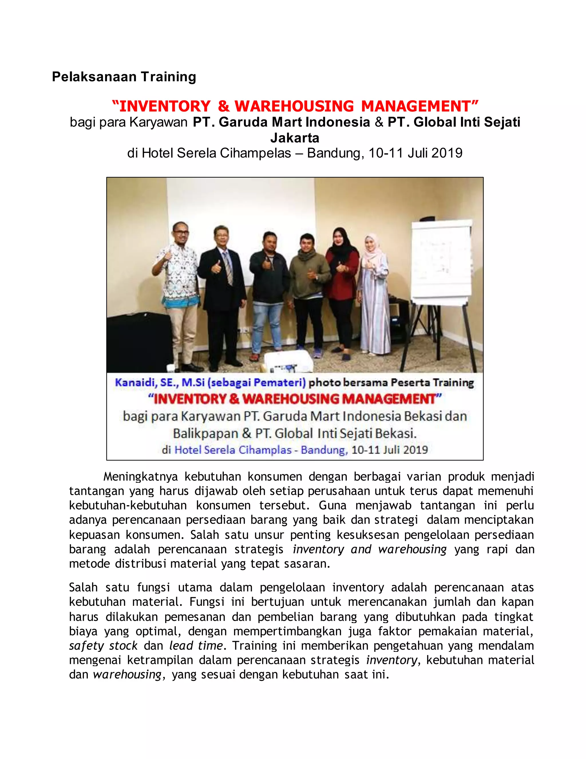 Training "INVENTORY & WAREHOUSING MANAGEMENT" | PDF
