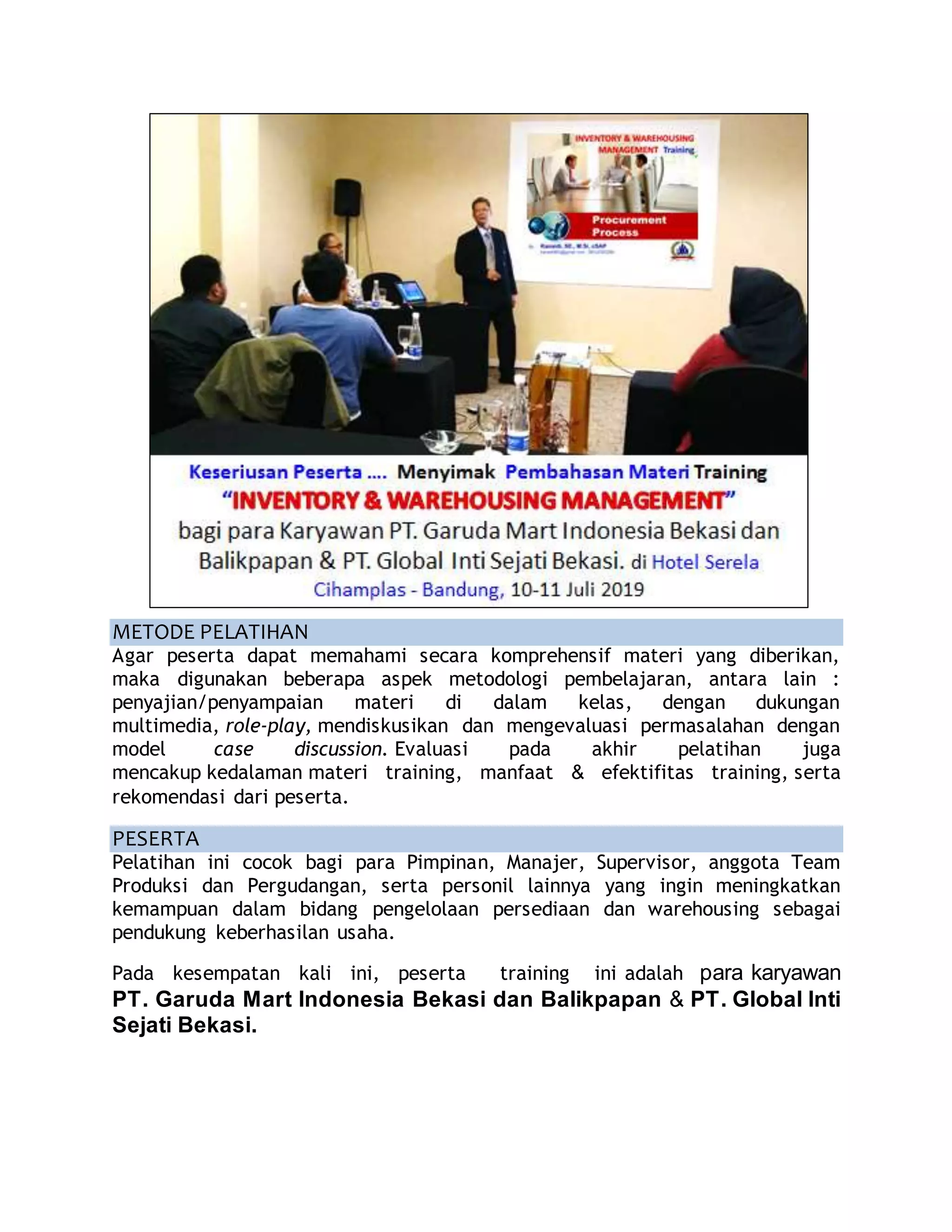 Training "INVENTORY & WAREHOUSING MANAGEMENT" | PDF