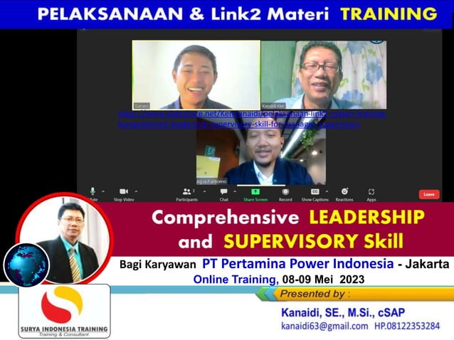 PELAKSANAAN + Link2 Materi TRAINING "Effective SUPERVISORY & LEADERSHIP Skill". | PPT