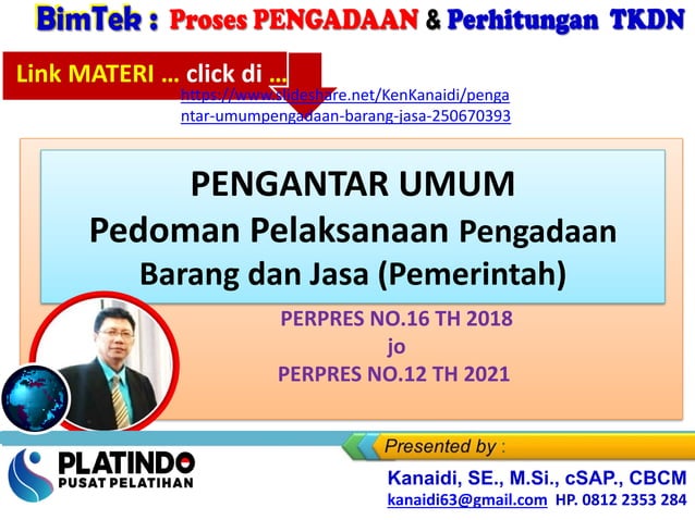 Info PELAKSANAAN + Link2 MATERI Training "Teknik Perhitungan dan Verifikasi TKDN & BMP + Pref ...