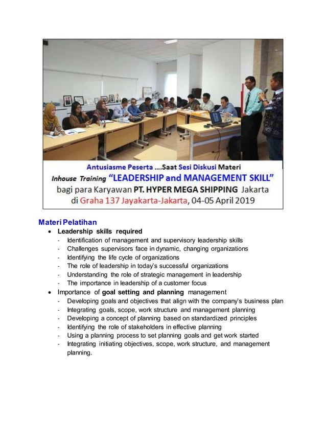 Inhouse Training "The Power of LEADERSHIP & MANAGEMENT SKILL" para ...