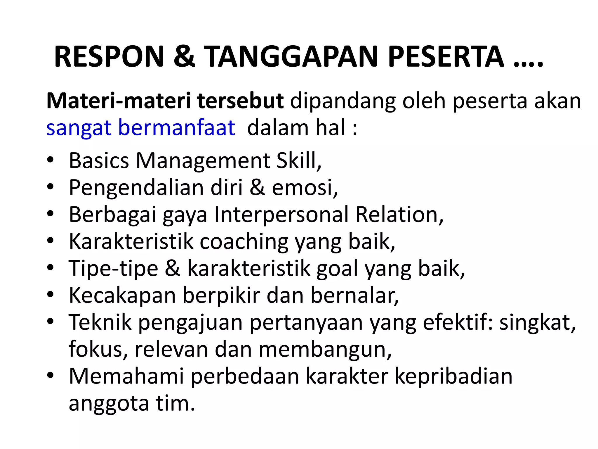Training + Link-link Materi Training "MANAGERIAL & COACHING SKILLS" bagi Karyawan Universitas ...