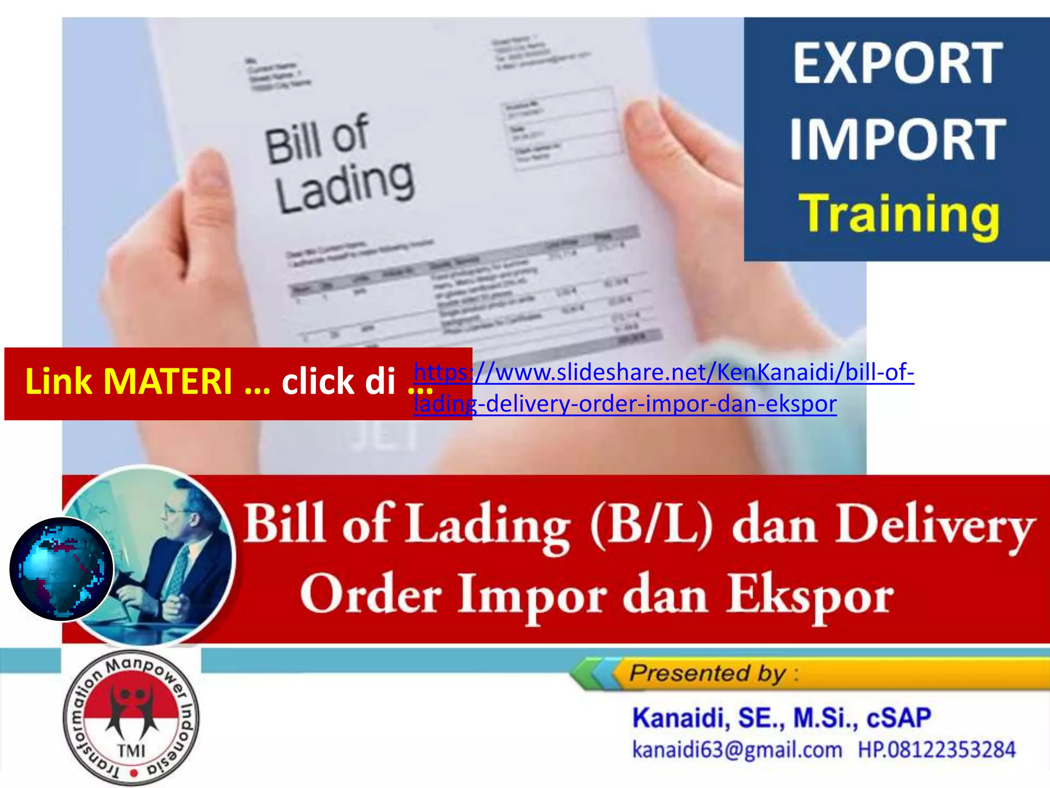 Pelaksanaan + Link-link Materi Training "Export-Import" | PPTX