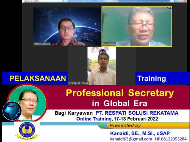 PELAKSANAAN + Link-Link MATERI Training _"PROFESSIONAL SECRETARY in Global Era" | PPT
