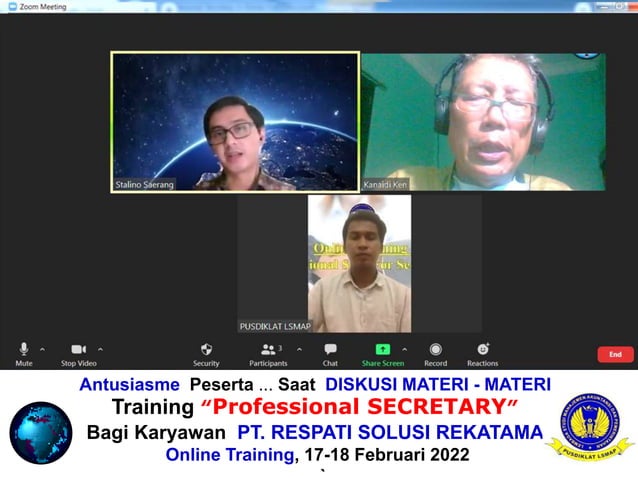 PELAKSANAAN + Link-Link MATERI Training _"PROFESSIONAL SECRETARY in Global Era" | PPT