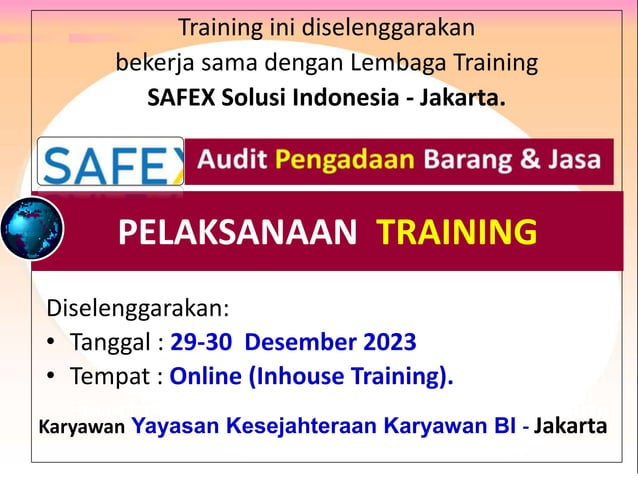 PELAKSANAAN + Link2 MATERI Training "Effective AUDIT PENGADAAN Barang ...
