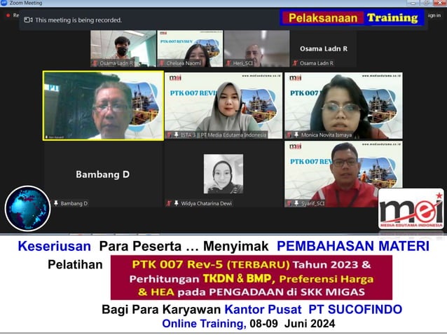 PELAKSANAAN + Link2 Materi Pelatihan_ "PTK 007 Rev-5 Tahun 2023 & Perhitungan TKDN, BMP ...