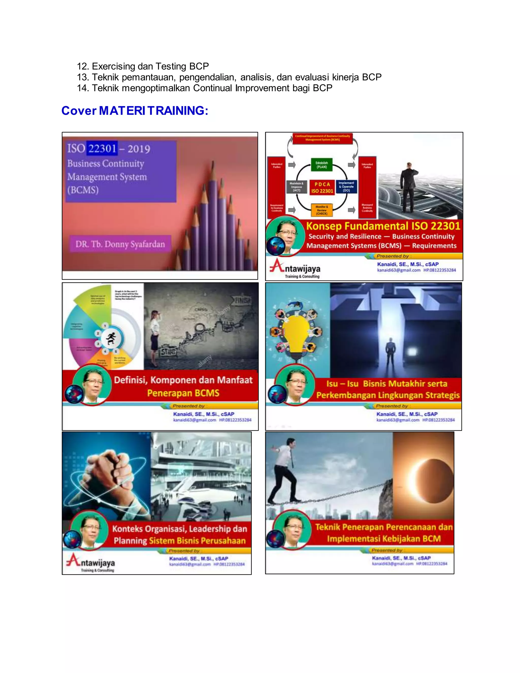 Pelaksanaan online training "BCMS (Business Continuity Management ...