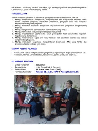 Pelatihan "Professional MC & PROTOKOLER" bagi Dosen POLMED | DOCX