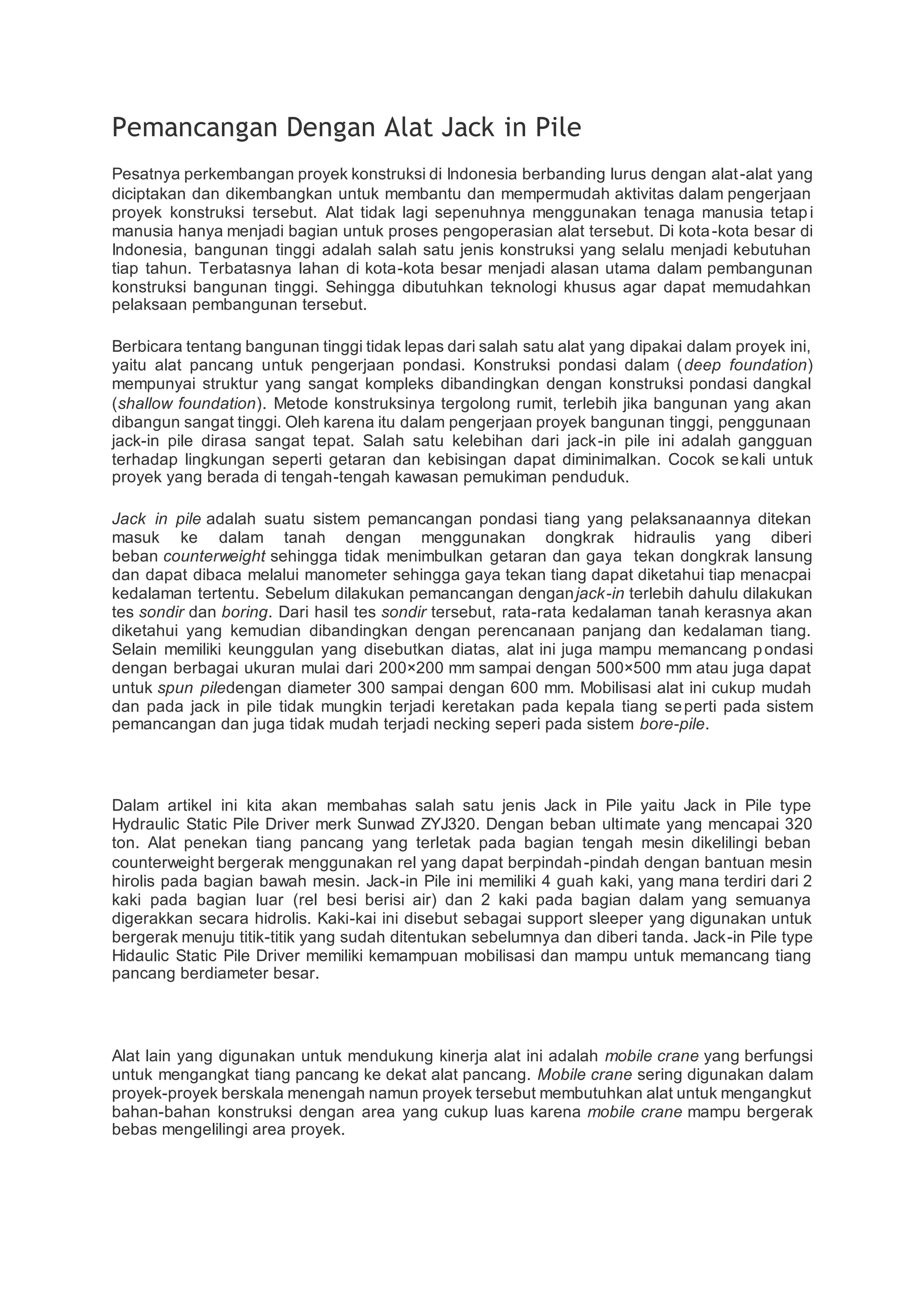 Pelaksanaan pondasi dalam | DOCX