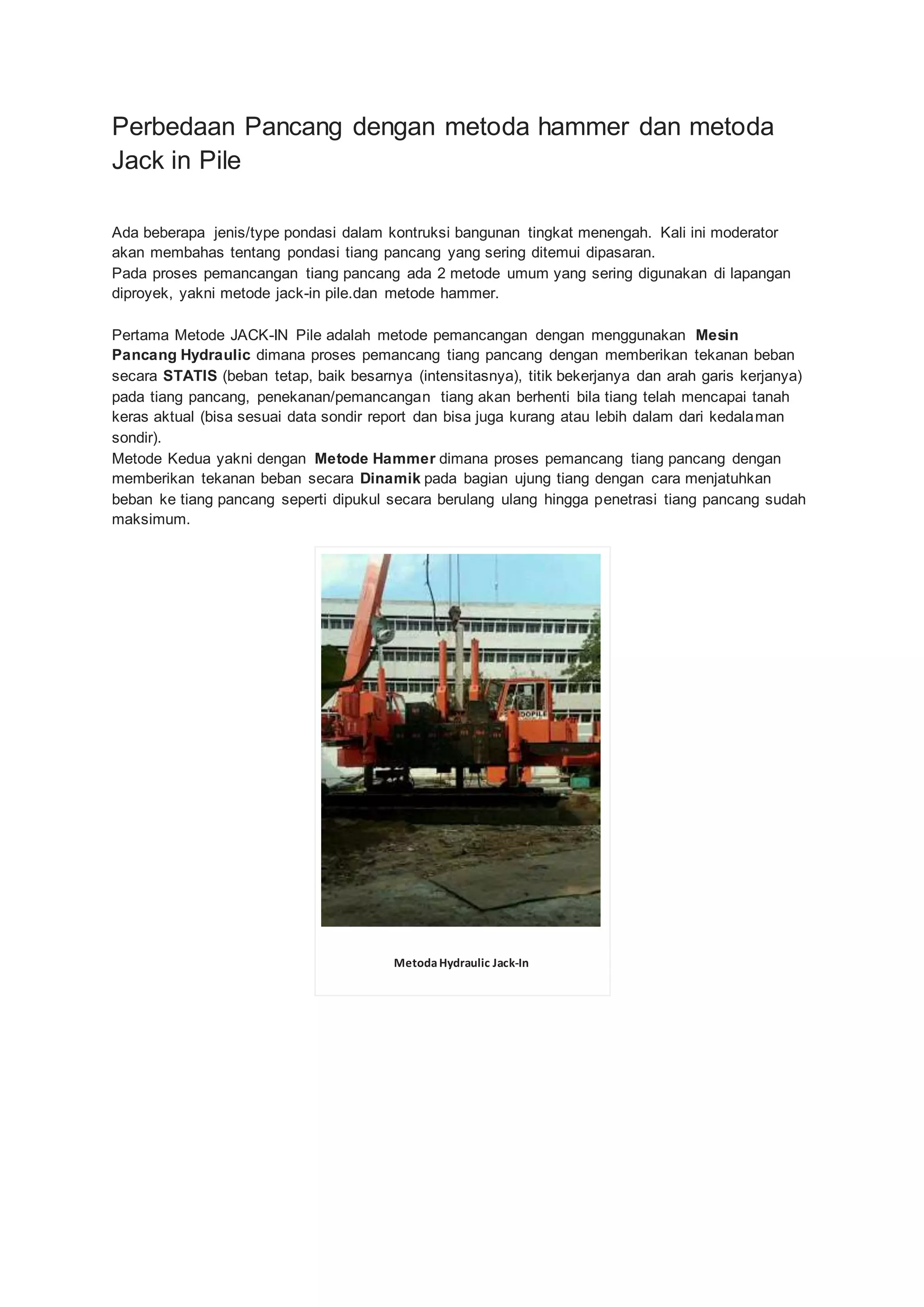 Pelaksanaan pondasi dalam | DOCX