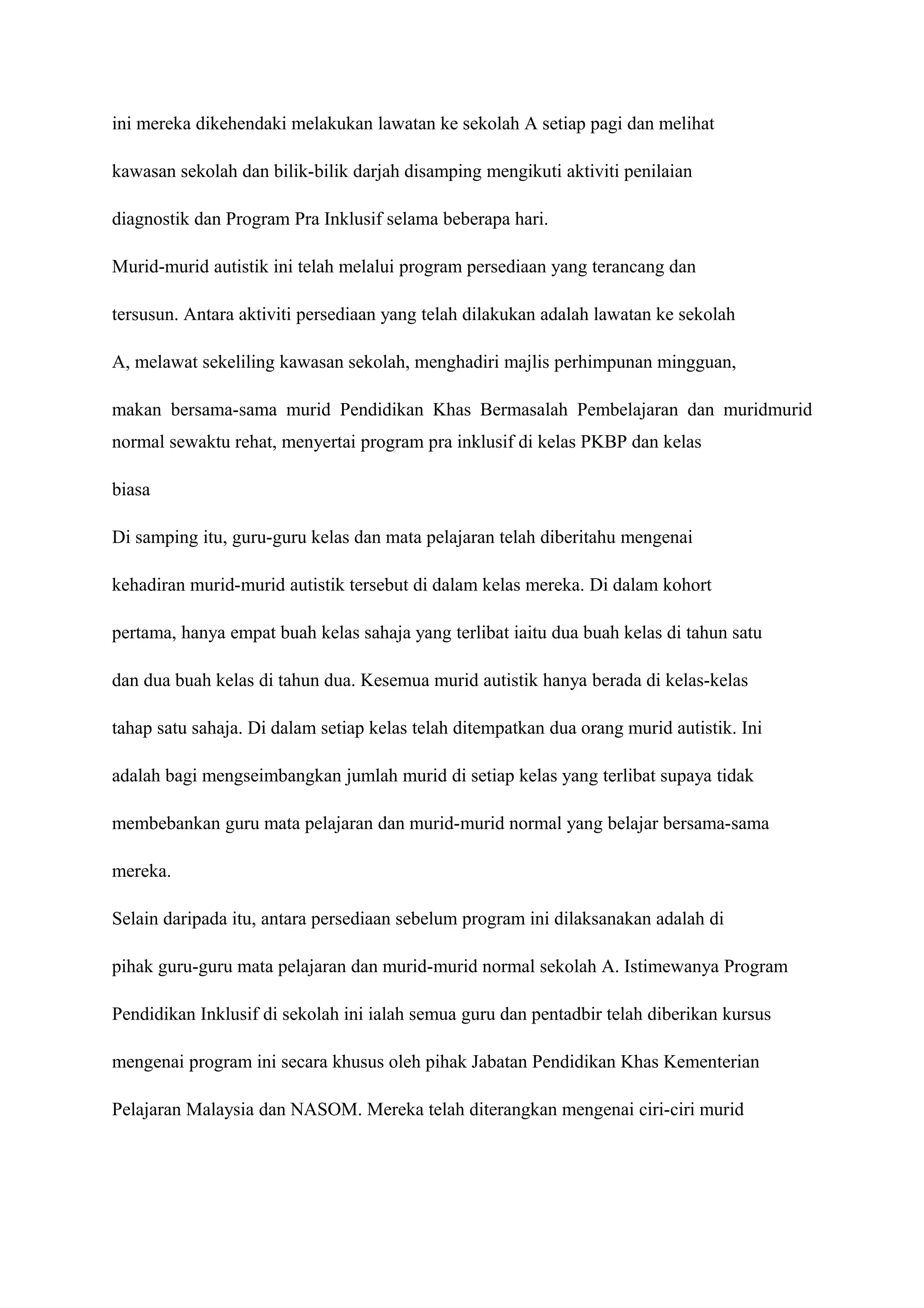 Pelaksanaan program pendidikan inklusif | DOC