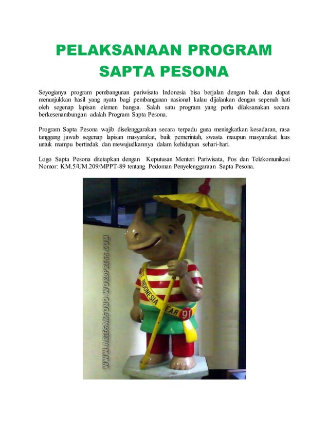 Pelaksanaan Program Sapta Pesona | PDF