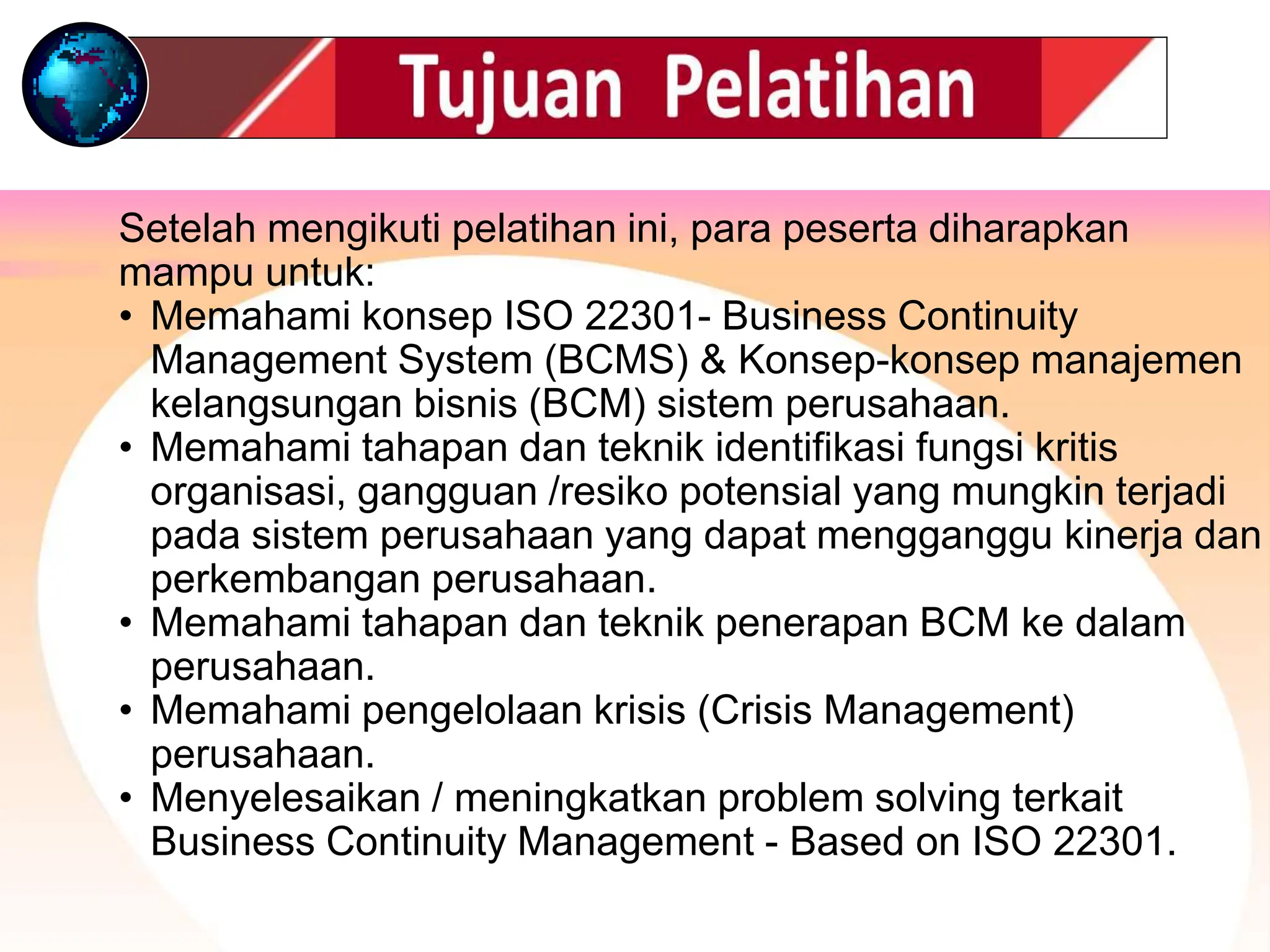 PELAKSANAAN + Link2 MATERI Training _"Business Continuity Management ...