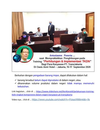 PELAKSANAAN Training_Teknik Perhitungan TKDN, BMP, HEA & Preferensi Harga | PDF