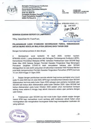 PELAKSANAAN UJIAN STANDARD KECERGASAN FIZIKAL KEBANGSAAN UNTUK MURID ...
