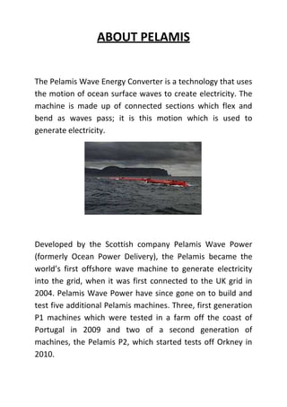 Pelamis wave energy converter seminar report | DOCX
