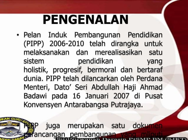 Pelan induk pembangunan pendidikan (pipp) | PPTX
