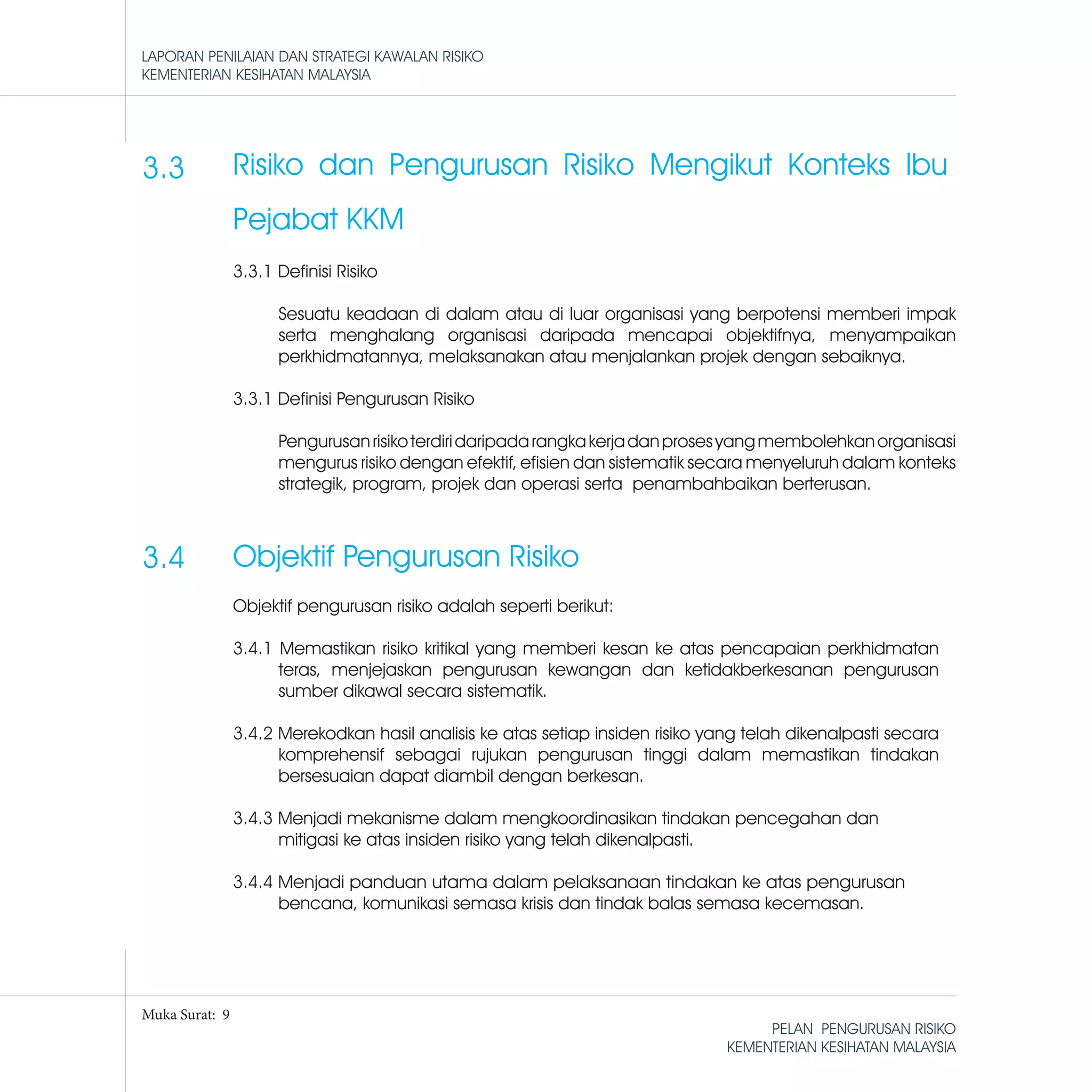 Pelan pengurusan risiko_kkm_2016-2020 | PDF