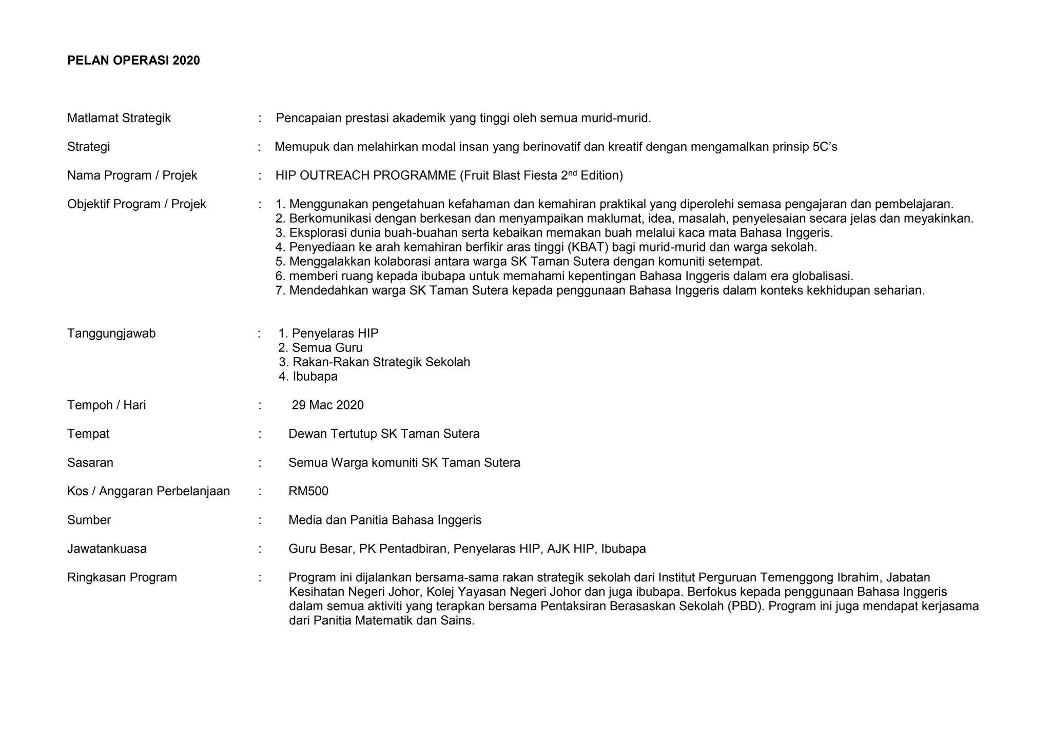 PELAN STARTEGIK HIP sebagai panduan atau rujukan | PPT
