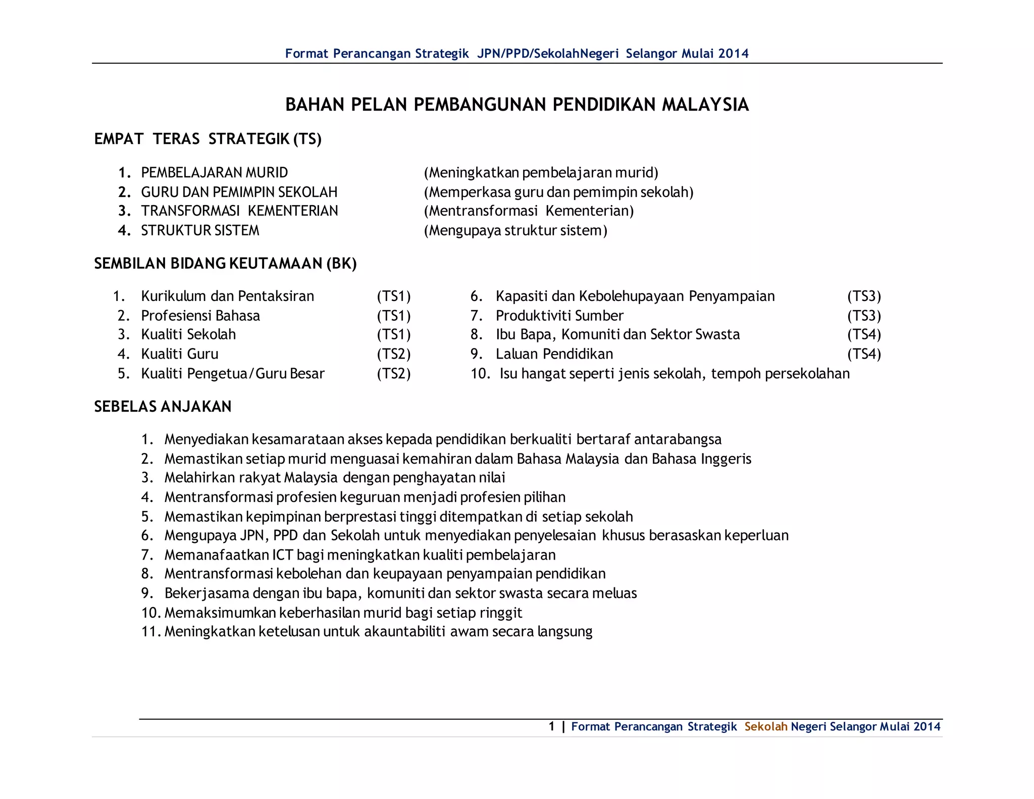 Pelan strategik sekolah | DOCX