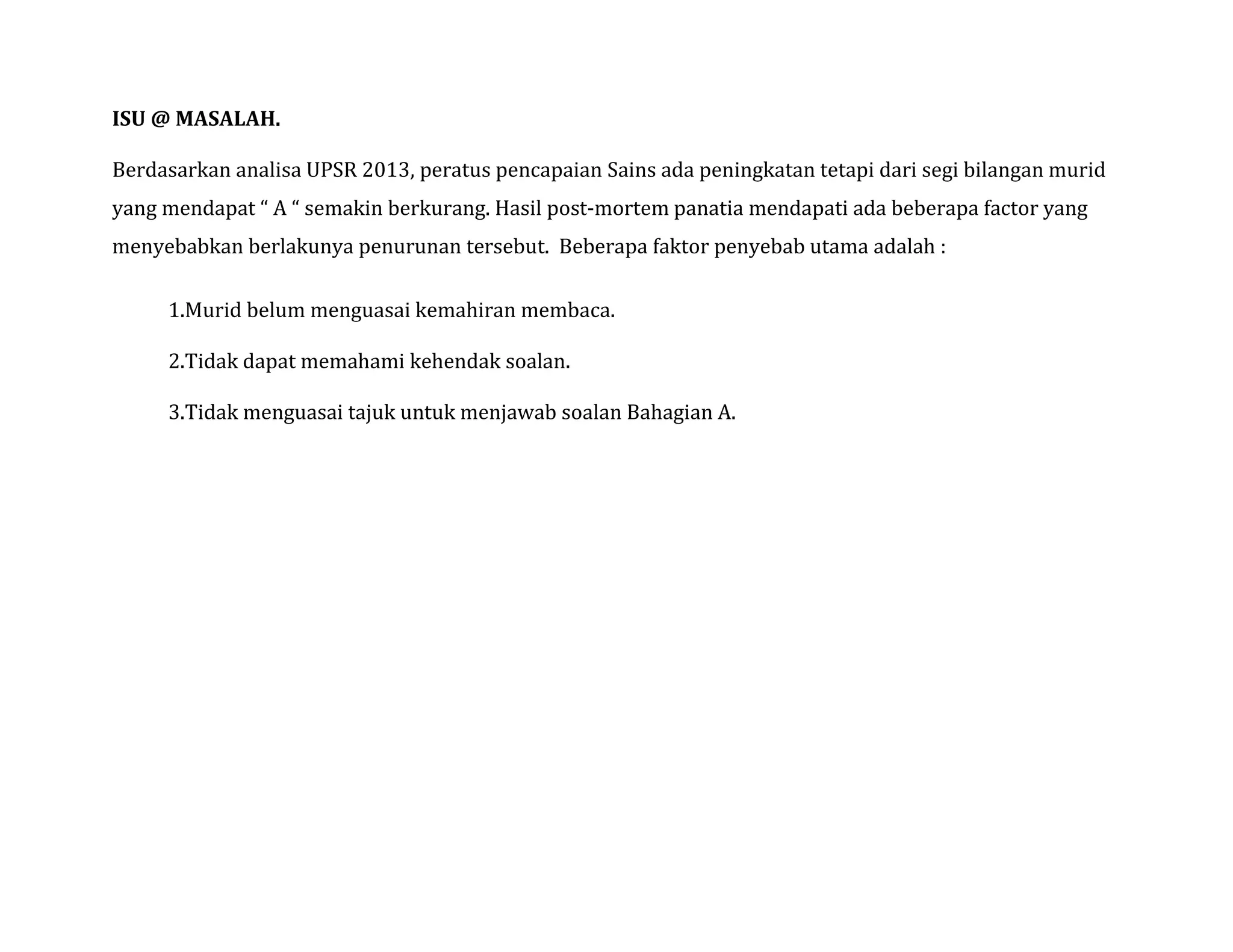 PELAN TINDAKAN UPSR SAINS.doc