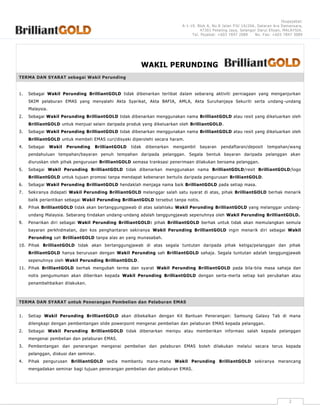Pelan wakil perunding brilliantgold | PDF