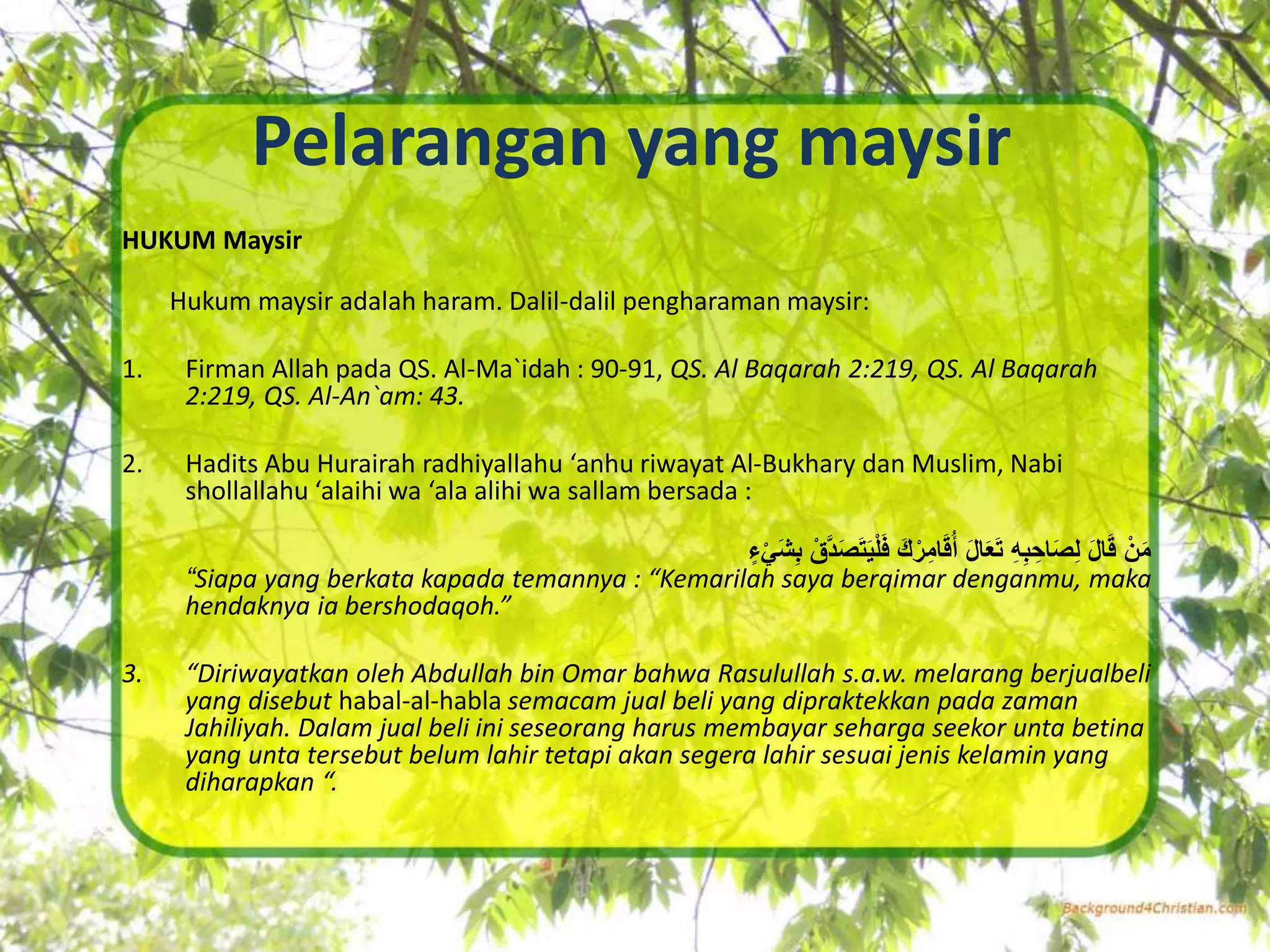 Pelarangan yang gharar dan maysir | PPTX