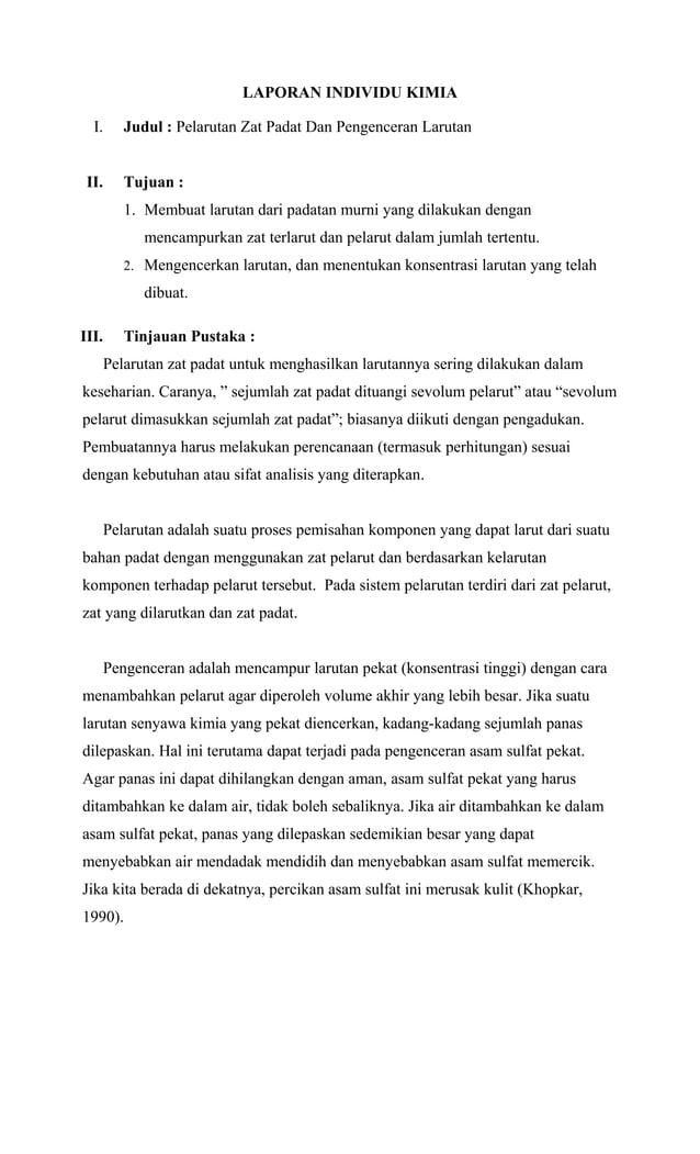Pelarutan dan pengenceran zat | DOC