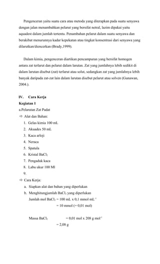Pelarutan dan pengenceran zat | DOC