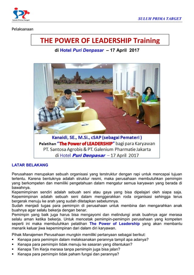 Pelatihan The Power of LEADERSHIP | DOC