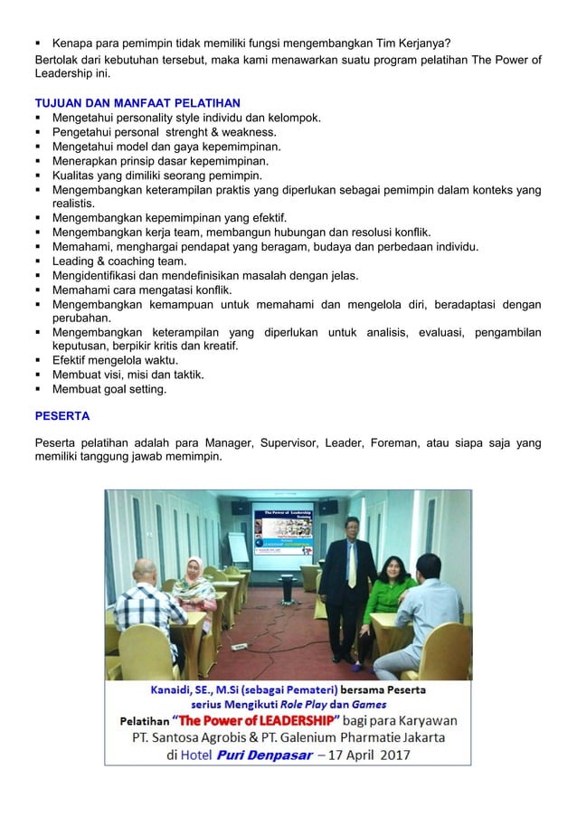 Pelatihan The Power of LEADERSHIP | DOC
