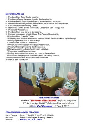 Pelatihan The Power of LEADERSHIP | DOC