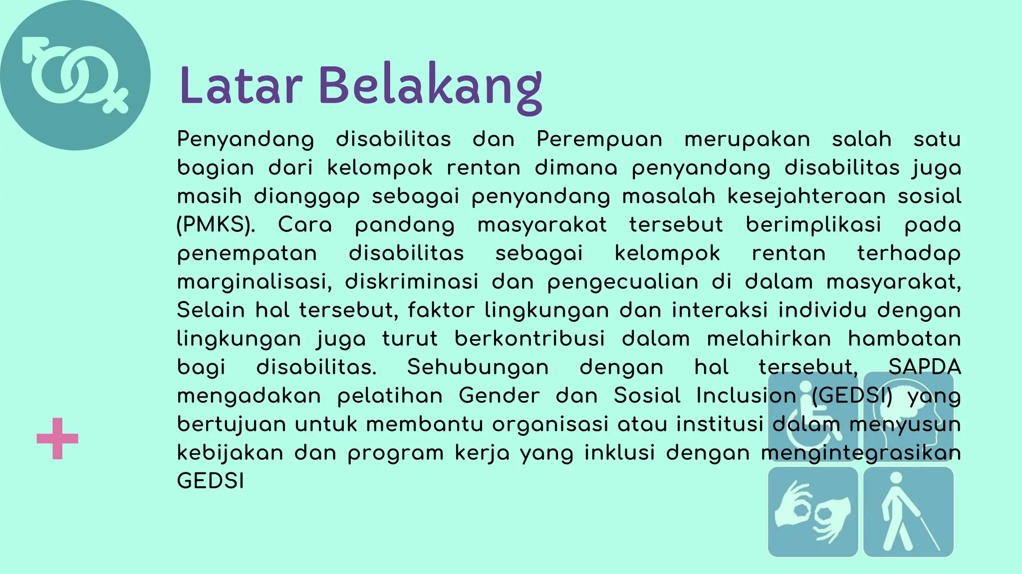 pelatihan Gender equality, disability, social | PPT