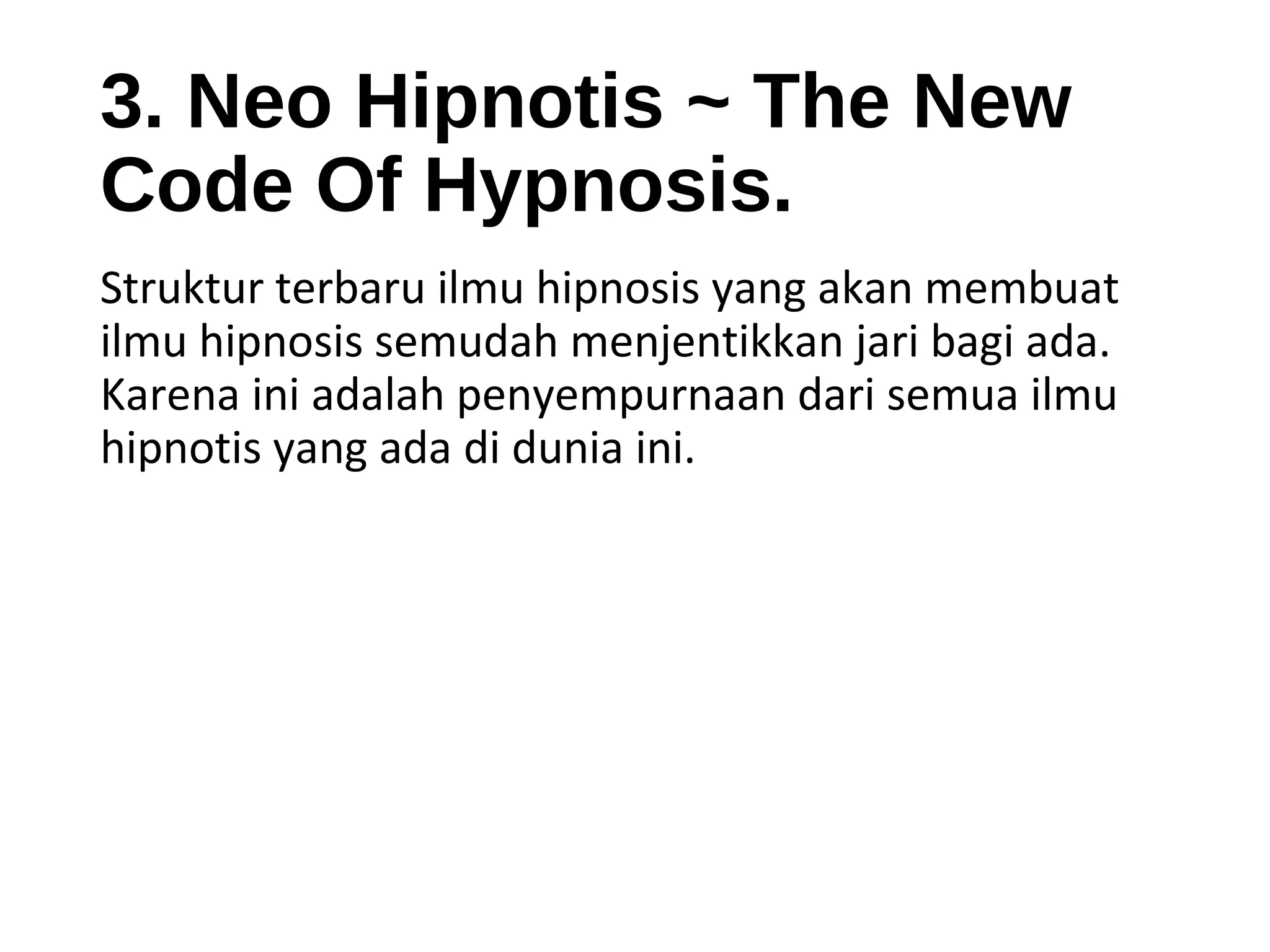 Pelatihan 15 jenis ilmu hipnotis | PPT